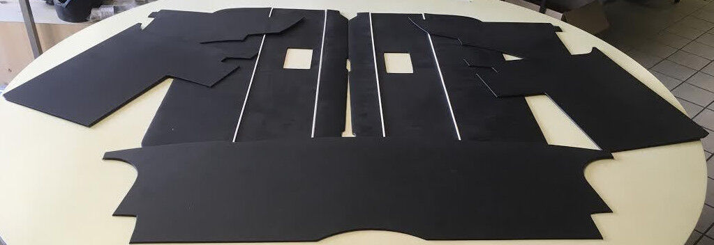 MGB INTERIOR PANEL KIT 7 PIECE BLACK WITH WHITE PIPING new old stock a ...